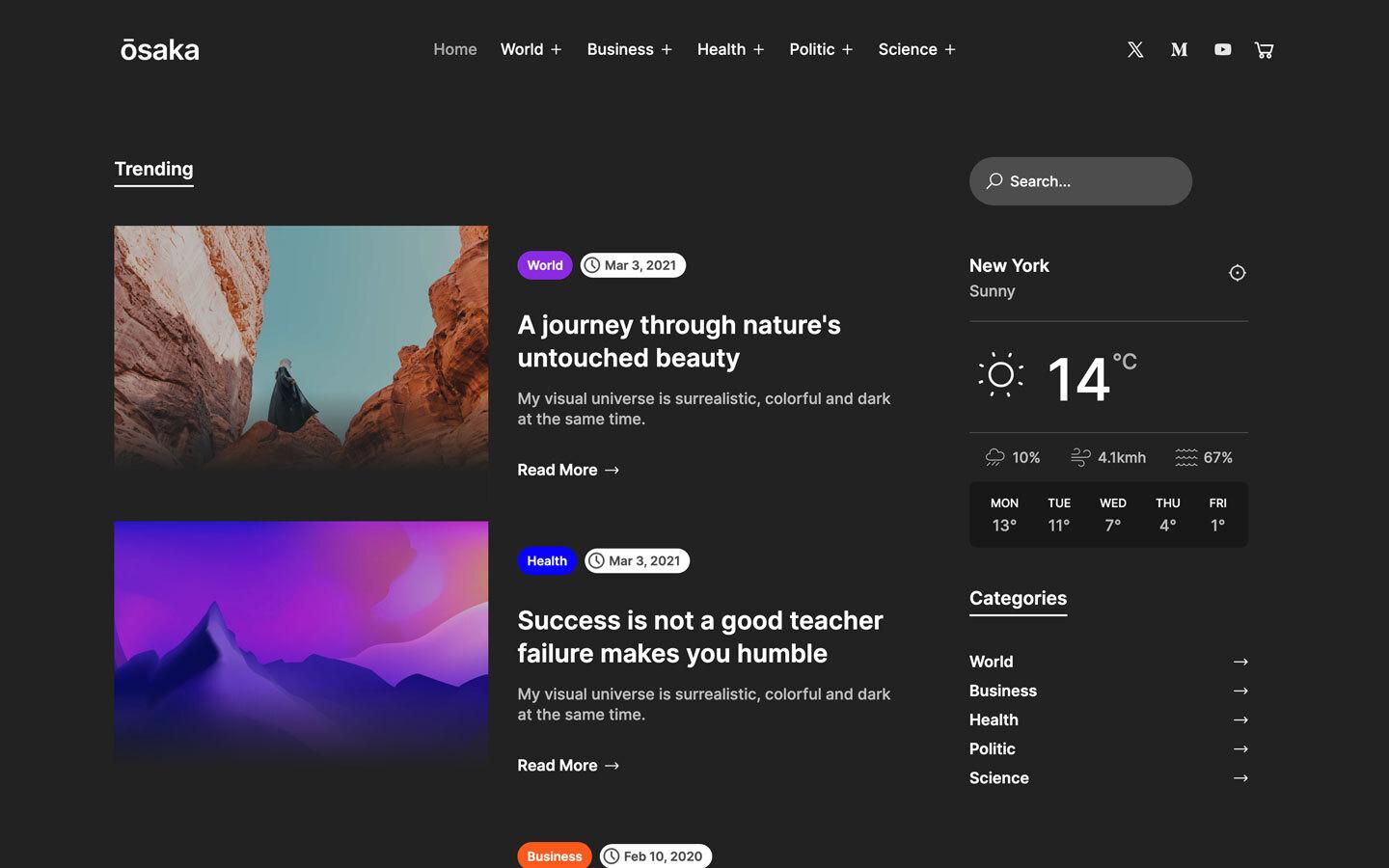 Osaka - Blog HTML5 Responsive Website Template