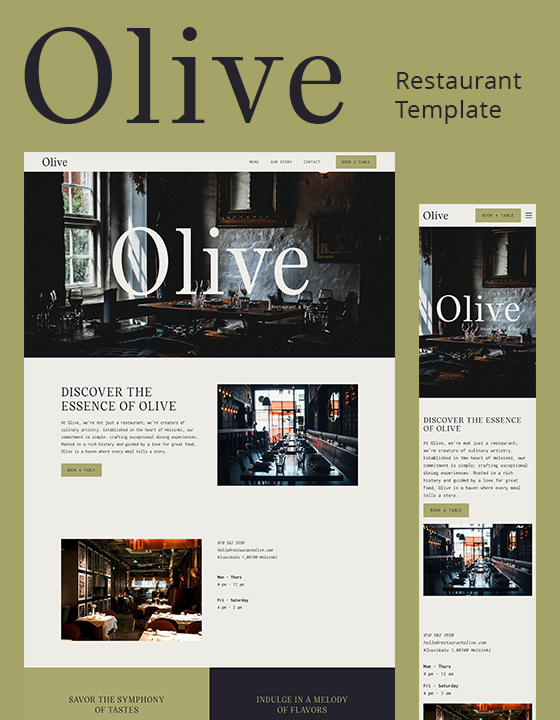 Olive - Restaurant HTML5 Responsive Website Template