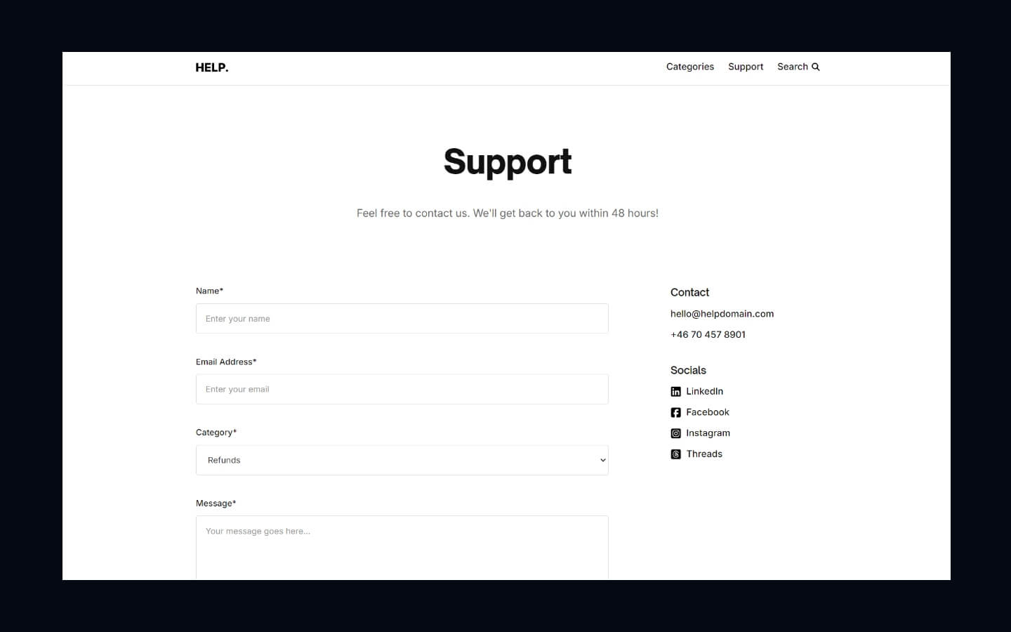 Help - Help center HTML5 Responsive Website Template