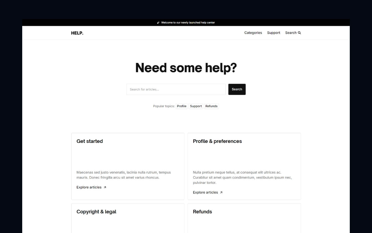 Help - Help center HTML5 Responsive Website Template