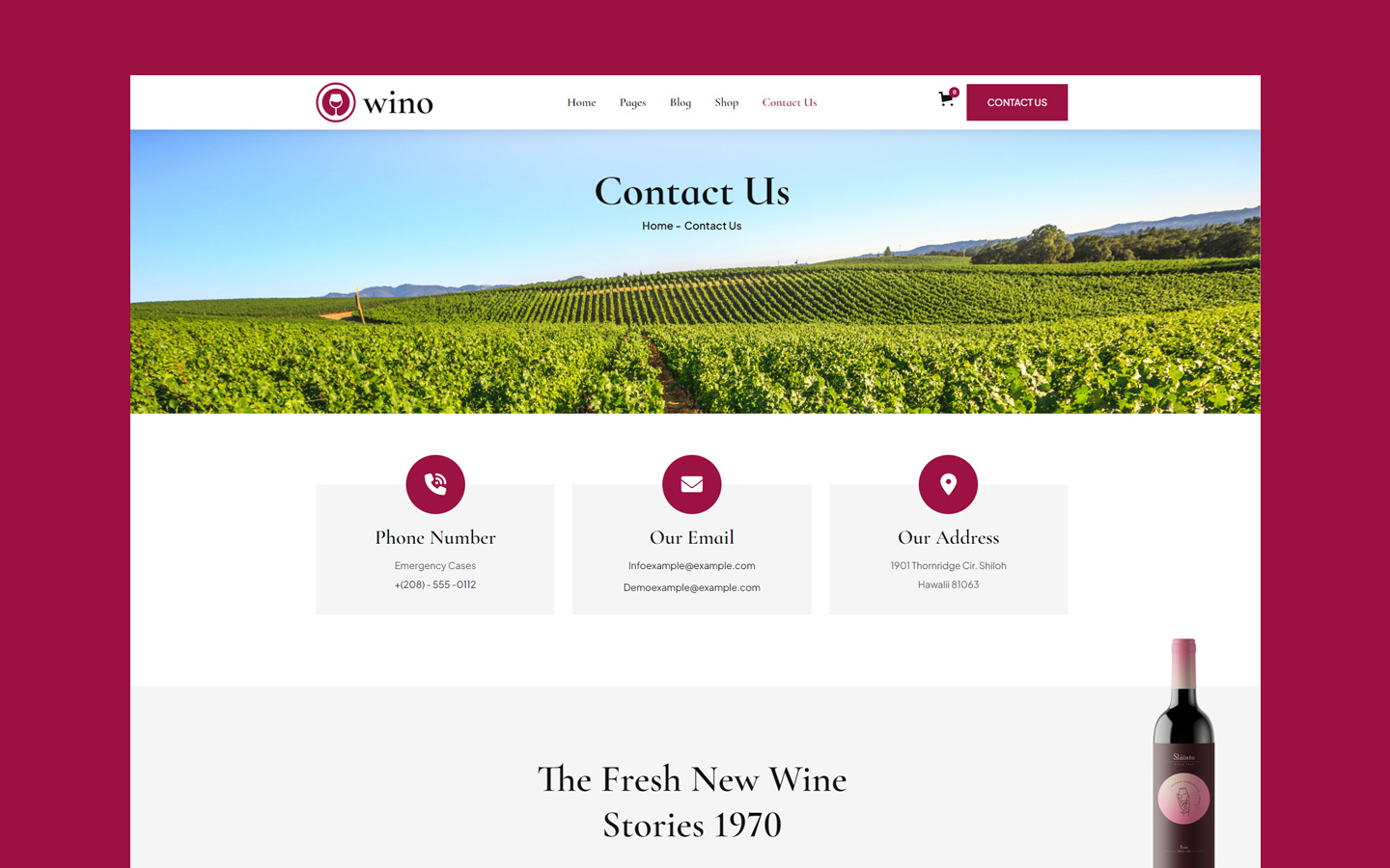 wino - Winery HTML5 Responsive Website Template
