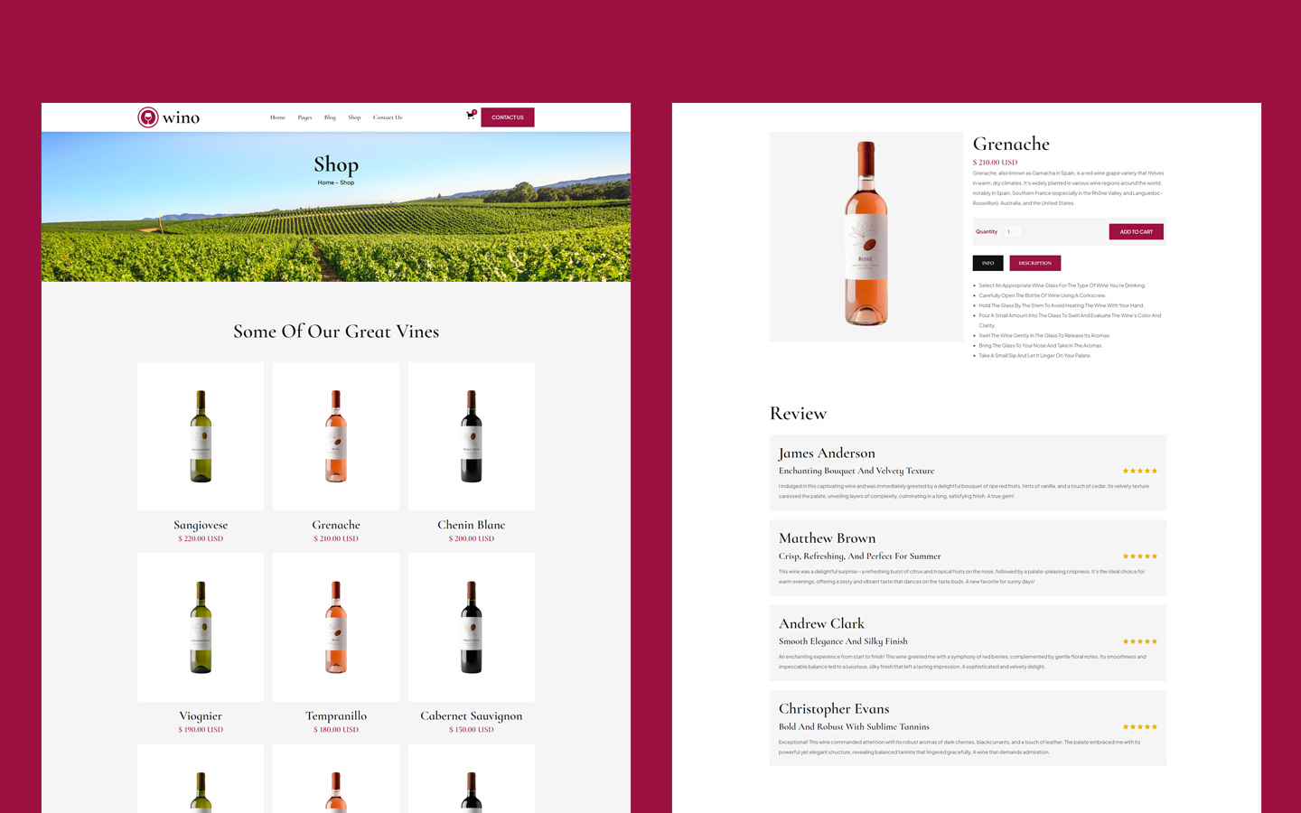 wino - Winery HTML5 Responsive Website Template