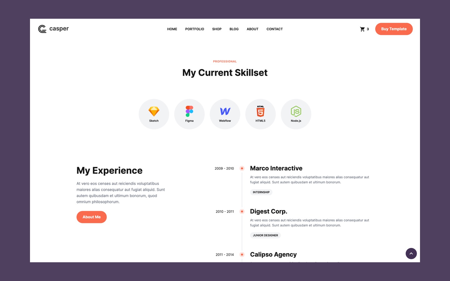 Casper - Portfolio HTML5 Responsive Website Template
