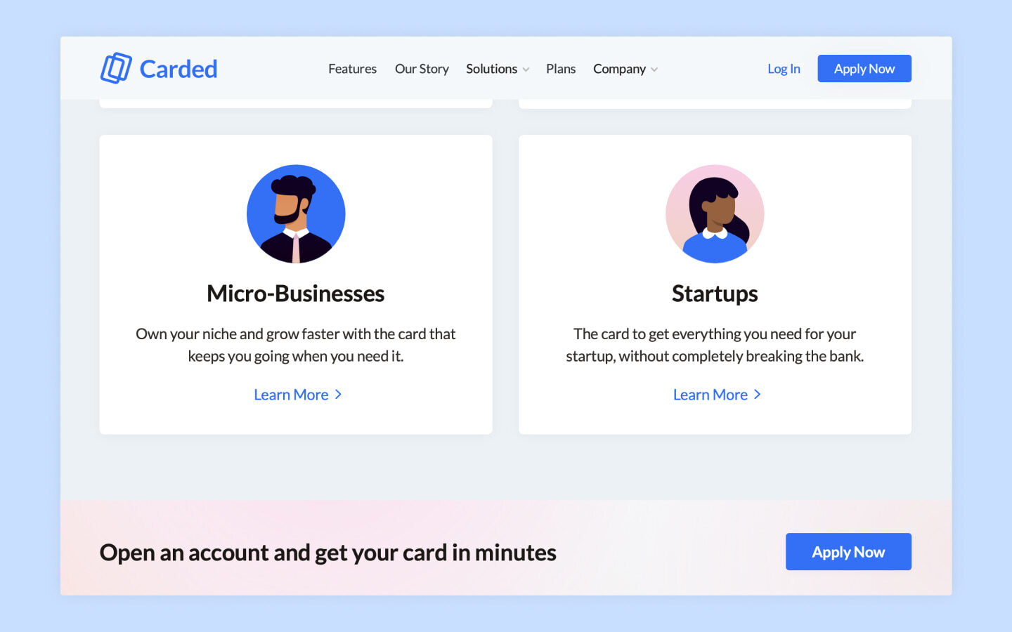 Carded - Bank HTML5 Responsive Website Template