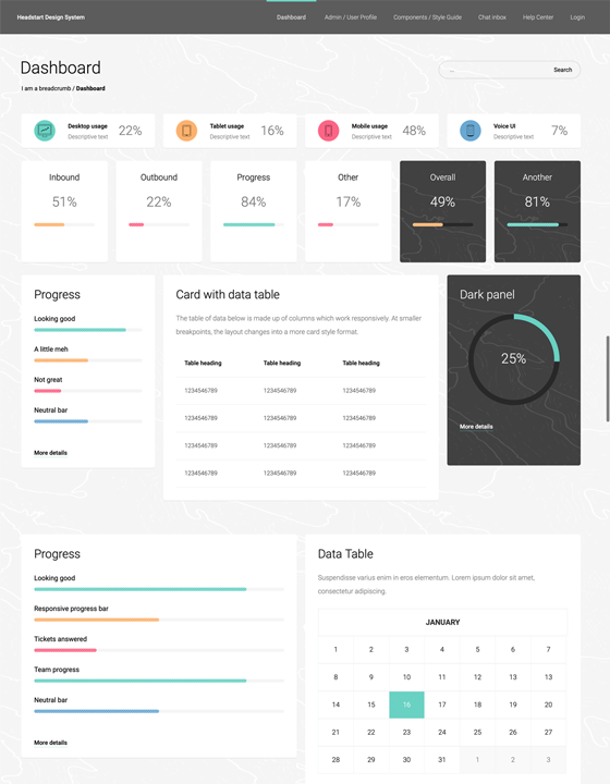 Headstart - Dashboard HTML5 Responsive Website Template