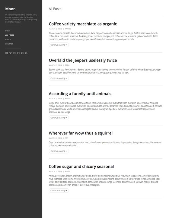 Moon - Blog HTML5 Responsive Website Template