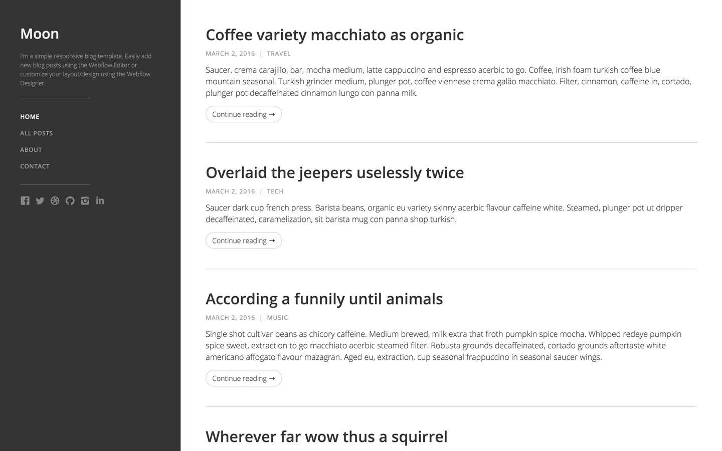 Moon - Blog HTML5 Responsive Website Template