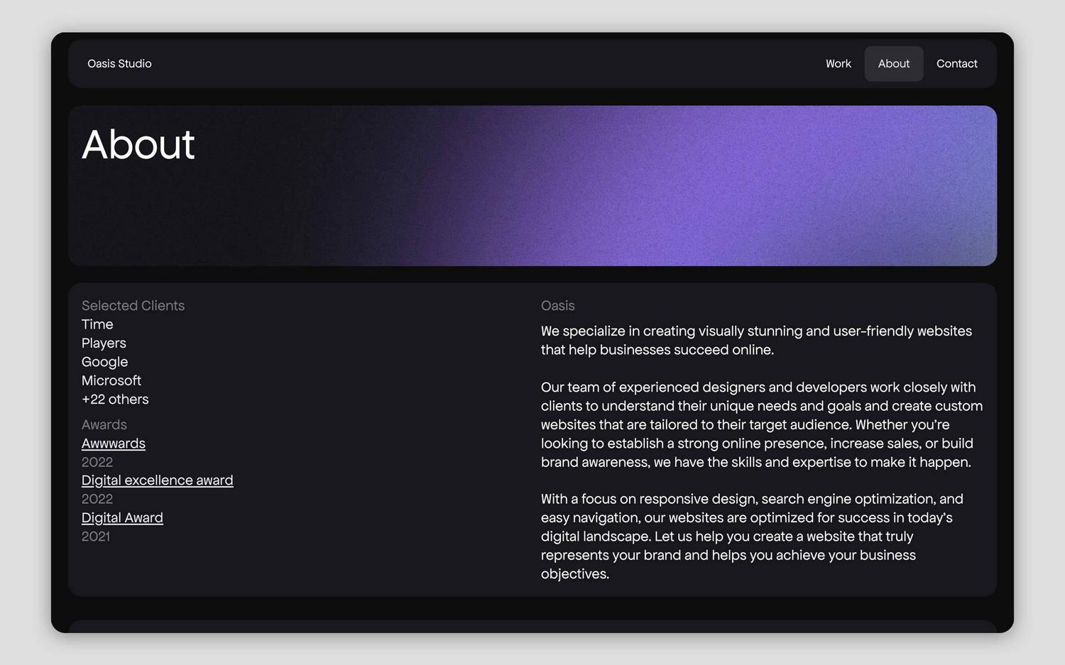 Oasis Studio - Portfolio HTML5 Responsive Website Template