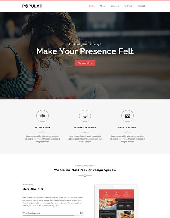 Popular - Agency HTML5 Responsive Website Template