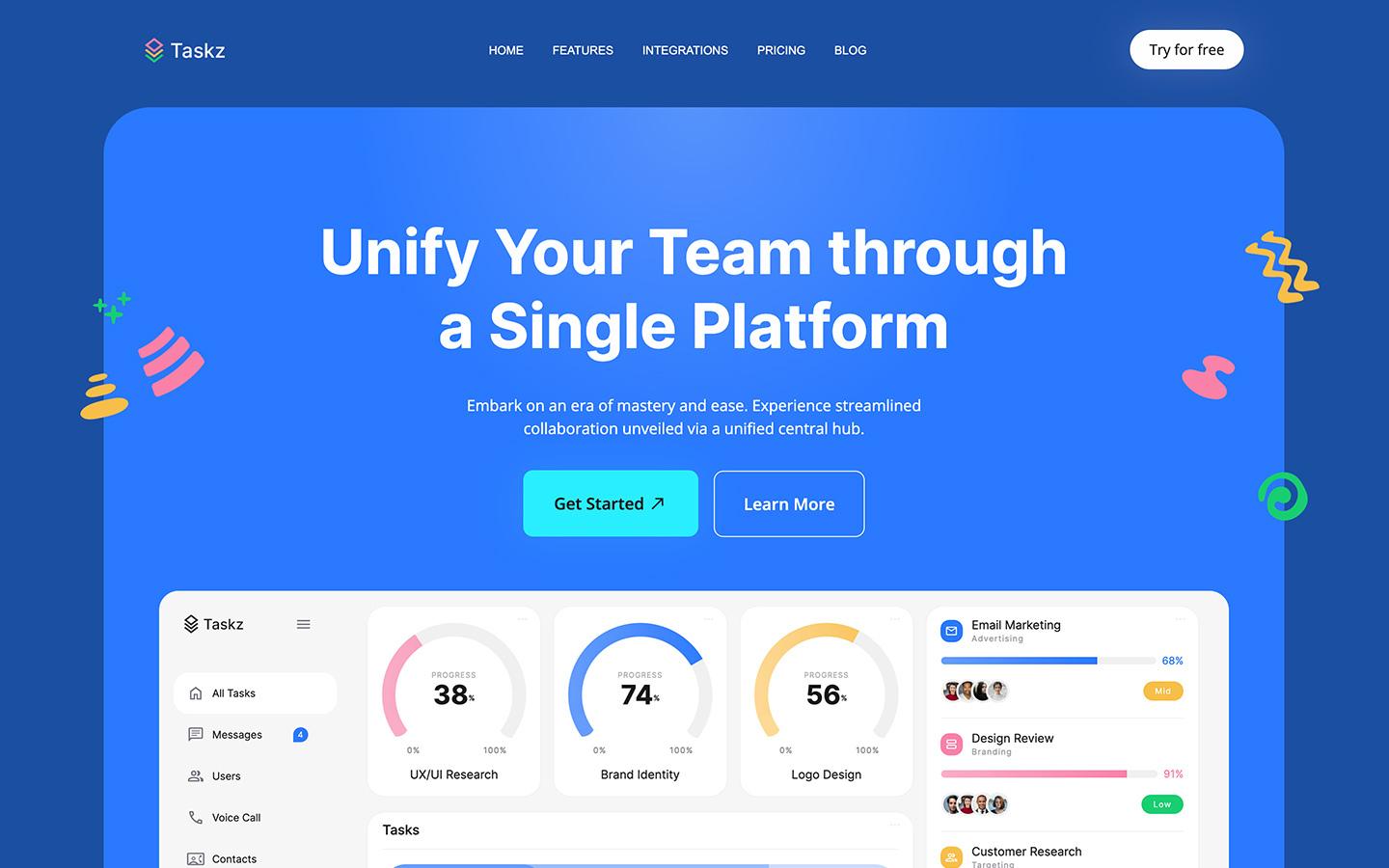 Taskz - SaaS HTML5 Responsive Website Template