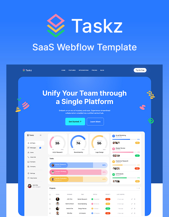 Taskz - SaaS HTML5 Responsive Website Template