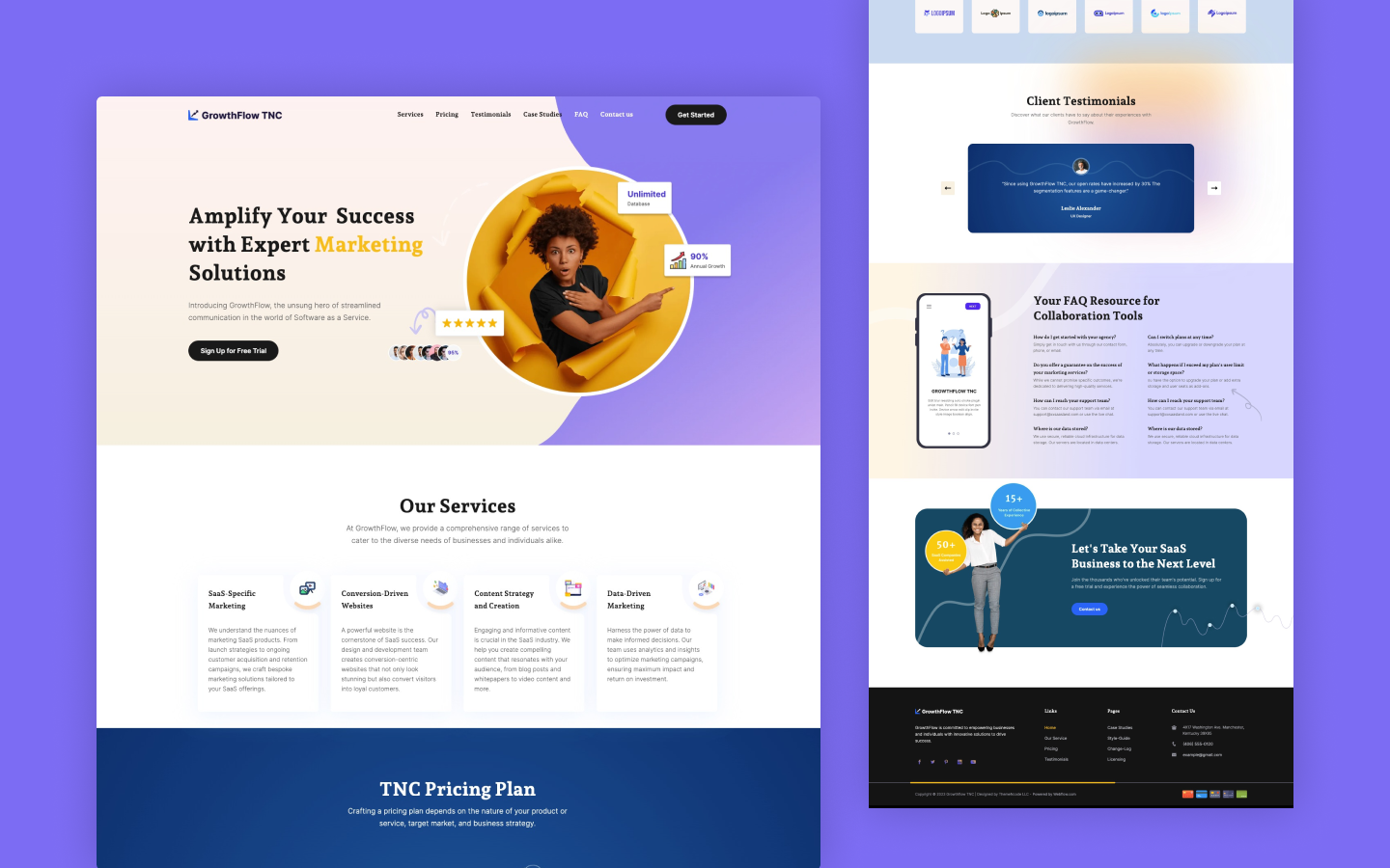 GrowthFlow TNC Landing Page - SaaS HTML5 Responsive Website Template