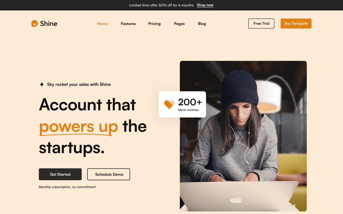 Shine - SaaS HTML5 Responsive Website Template