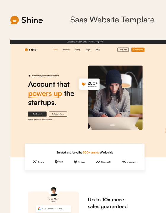 Shine - SaaS HTML5 Responsive Website Template