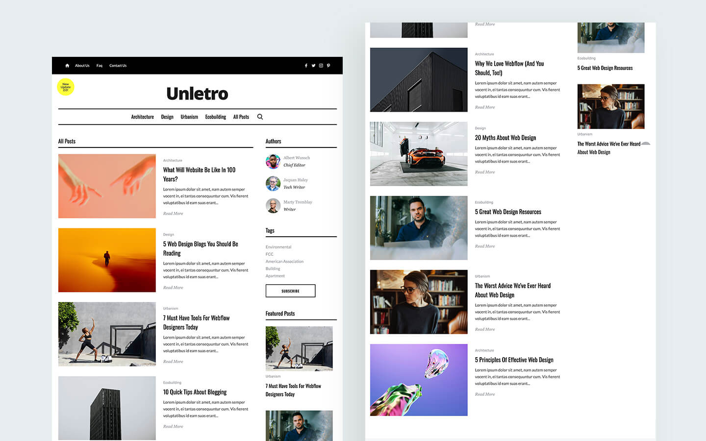 Unletro CMS - Blog HTML5 Responsive Website Template