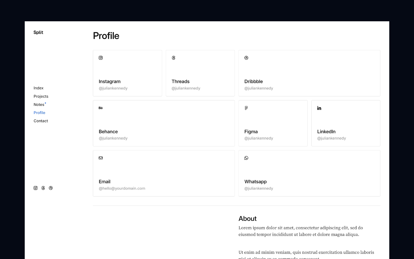 Split - Portfolio HTML5 Responsive Website Template