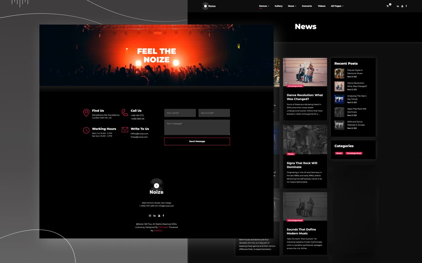 Noize 128 Plus - Musician HTML5 Responsive Website Template