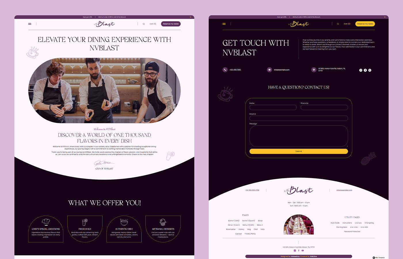NVblast - Restaurant HTML5 Responsive Website Template