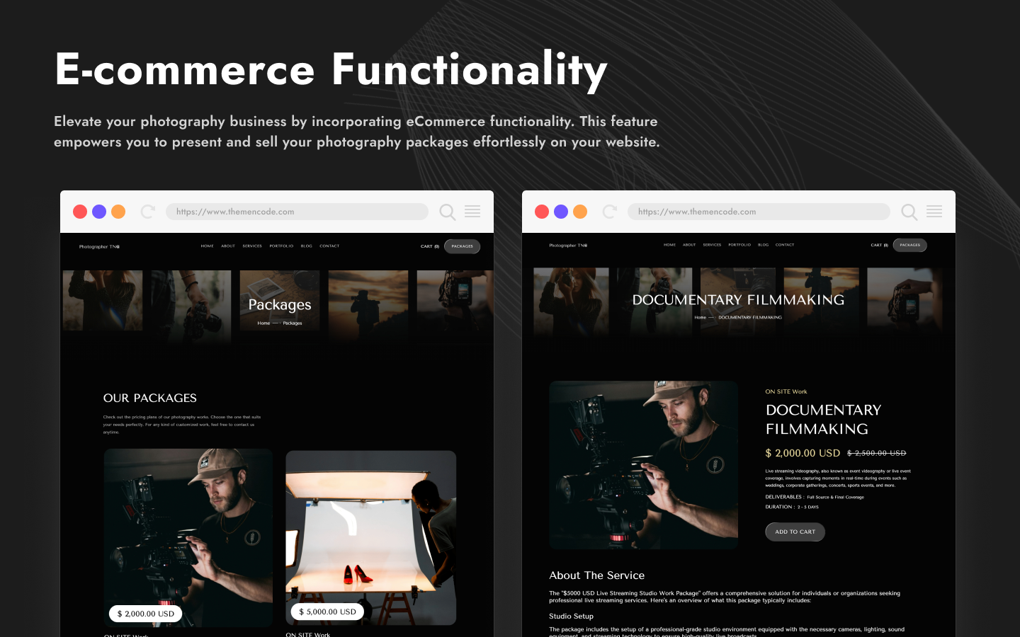 Photographer Ecommerce TNC - Photography HTML5 Responsive Website Template