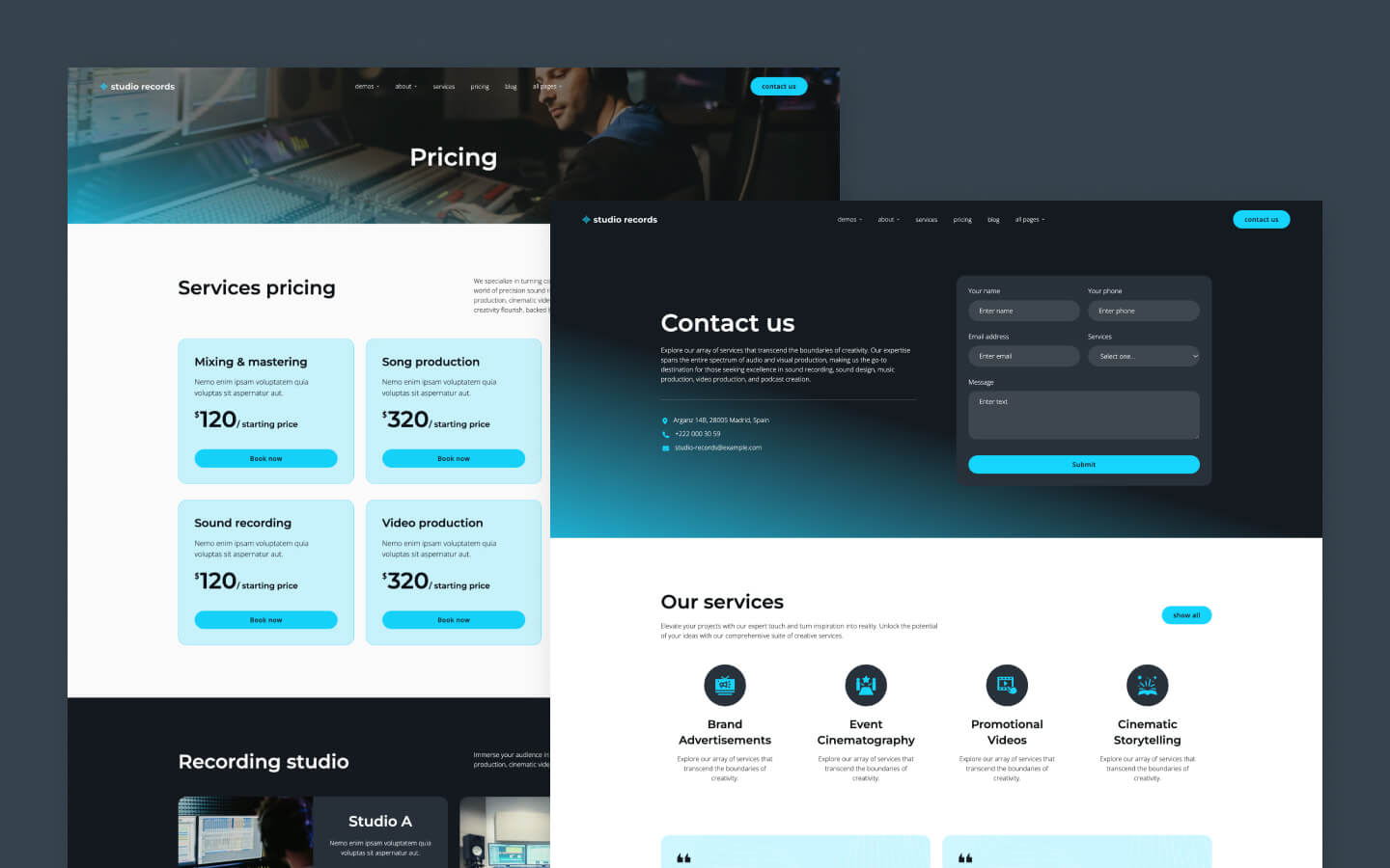 Studio Records - Video HTML5 Responsive Website Template