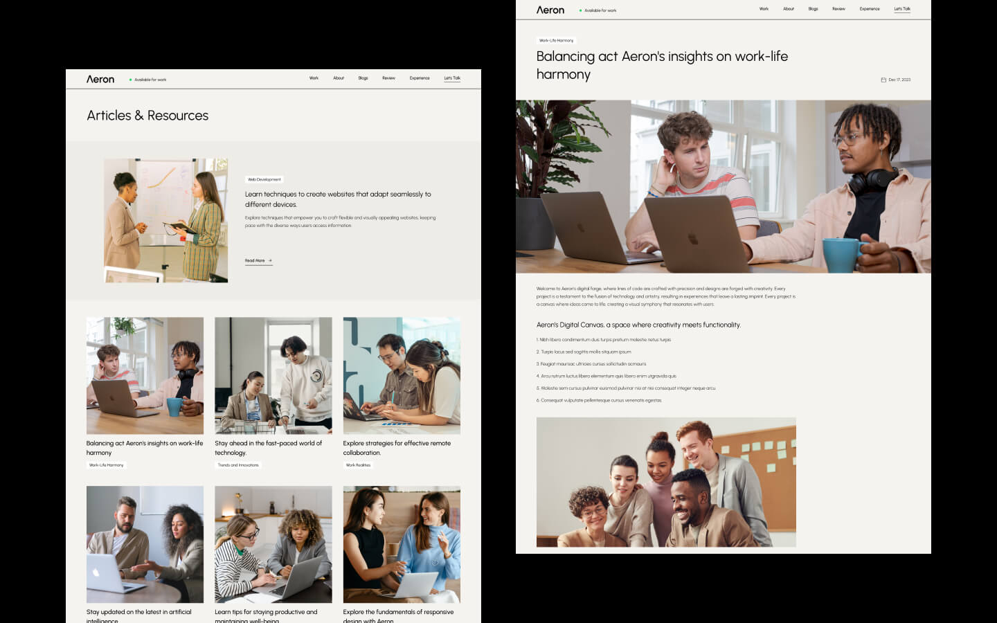 Aeron - Portfolio HTML5 Responsive Website Template