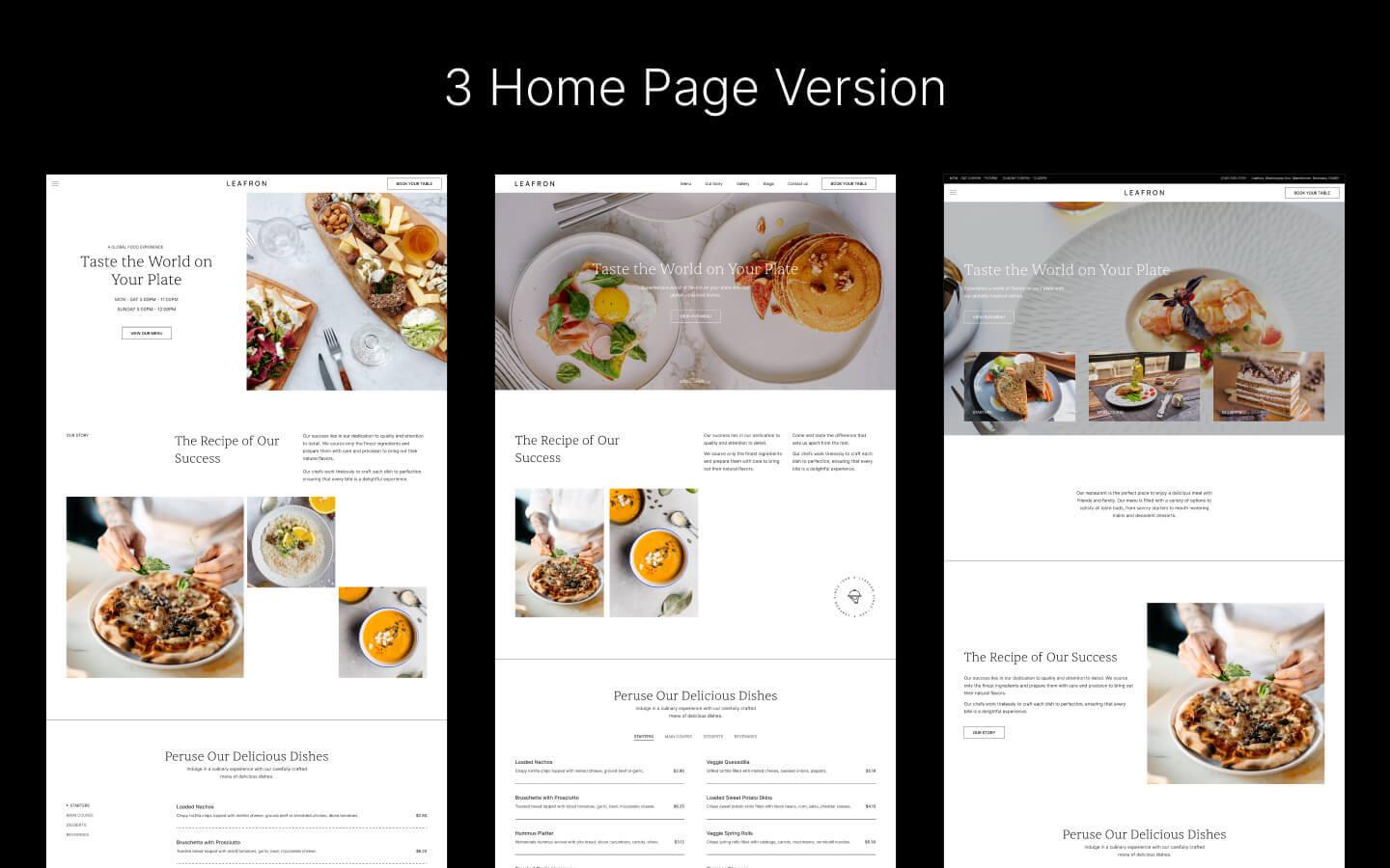 Leafron - Restaurant HTML5 Responsive Website Template
