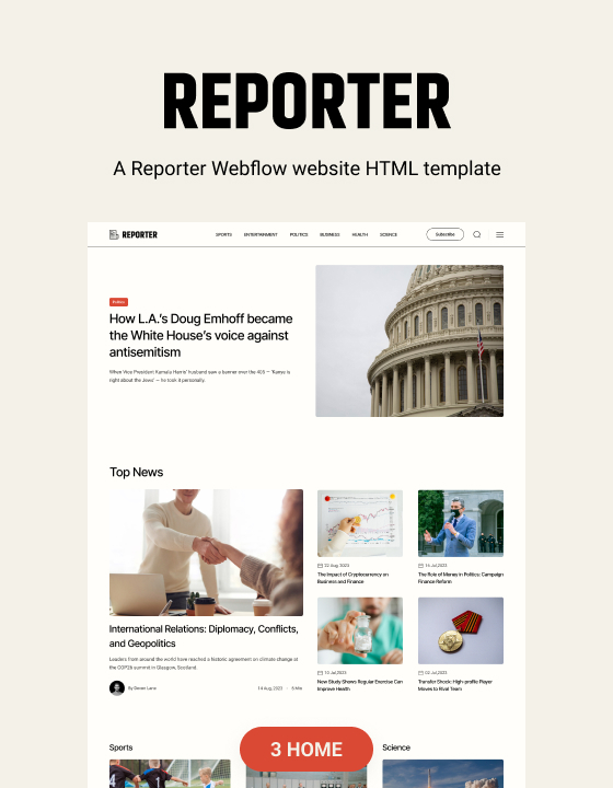 Reporter - News HTML5 Responsive Website Template