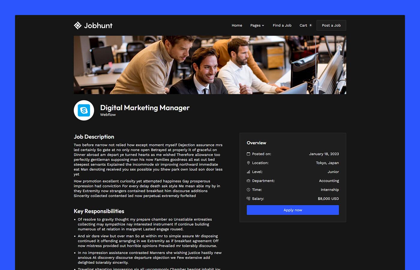 Jobhunt - Job Portal HTML5 Responsive Website Template