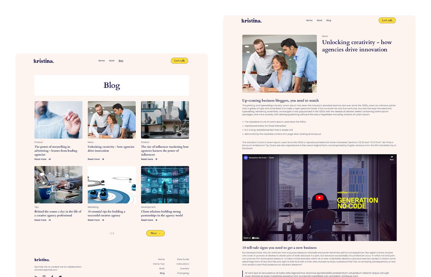 Kristina - Personal HTML5 Responsive Website Template