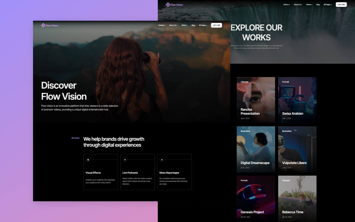 Flow Vision 128 - Video HTML5 Responsive Website Template