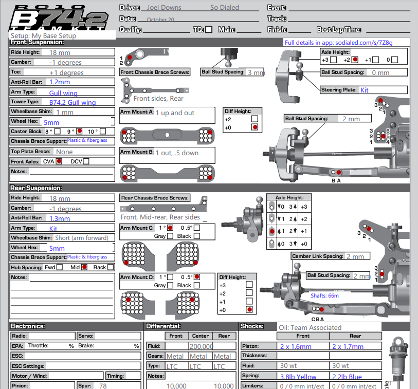 Save Your Setup To The Manufacturer Setup Sheet So Dialed