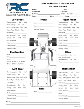 1RC Asphalt Modified Setup Sheet