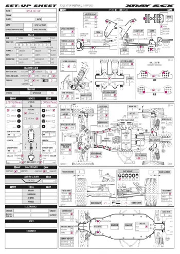 XRAY SCX '23 Setup Sheet Kit