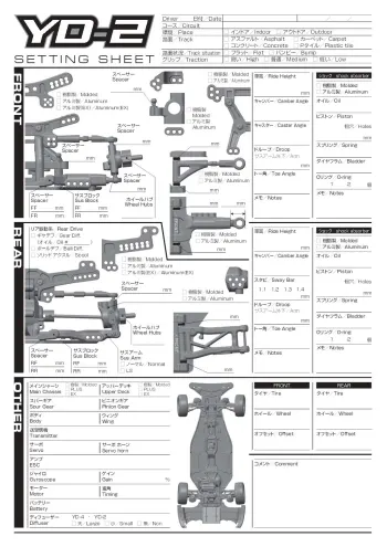 Yokomo YD-2 Setup Sheet Blank