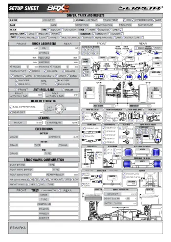 Serpent Spyder SRX2 Gen3 Setup Sheet Editable