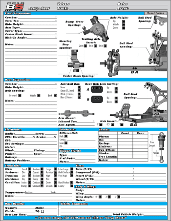Team Associated RC10 B5 Setup Sheet Editable