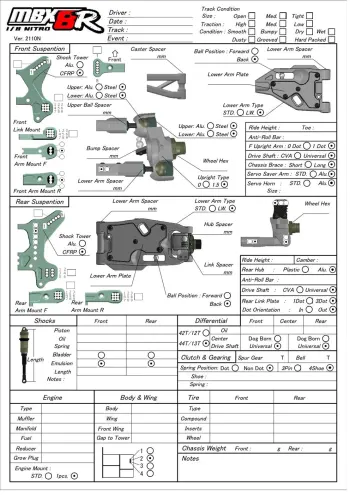Mugen MBX8R Setup Sheet Editable