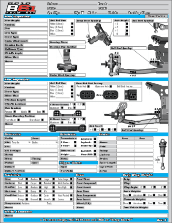 Team Associated RC10 B6.1/B6.1D Blank Setup Sheet (Editable)