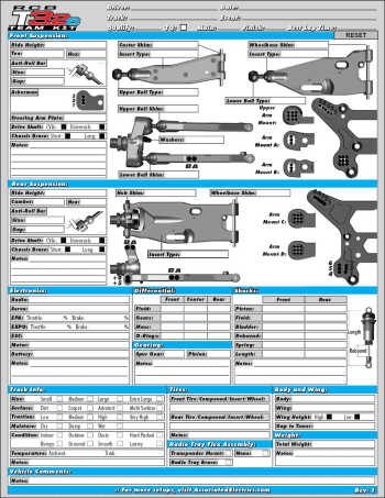 Team Associated RC8 T3.2e Blank Setup Sheet (Editable)