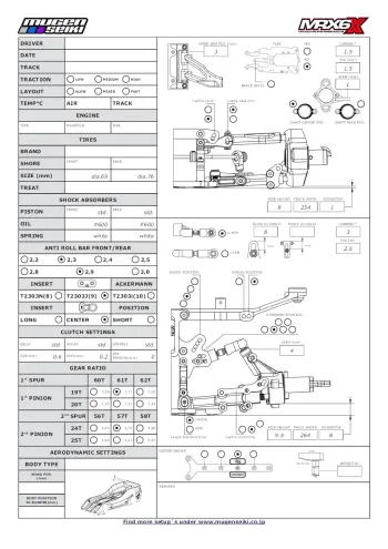 Mugen MRX6X Kit Setup Sheet