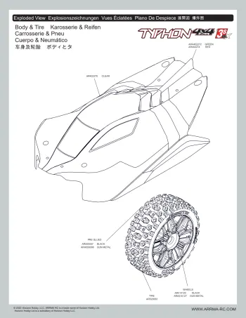 ARRMA Typhon 3S BLX Exploded View