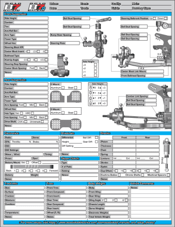 Team Associated RC10 B7 B7D Setup Sheet Blank
