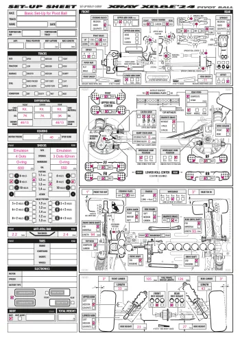 XRAY XB8E '24 Pivot Ball Setup Sheet Kit