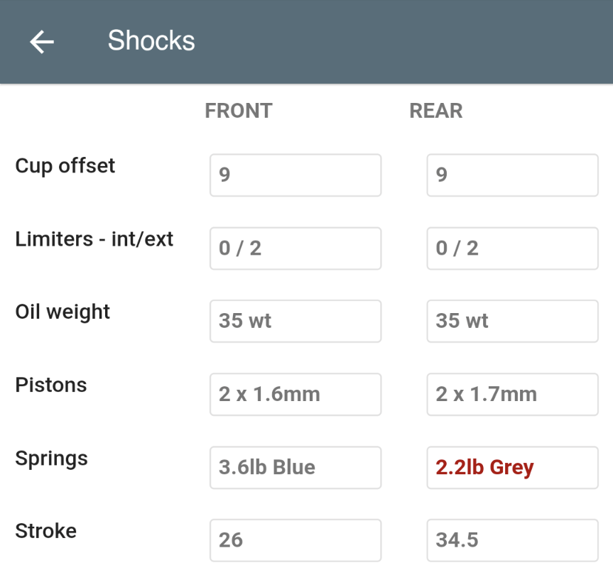 RC Setup App & Race Log