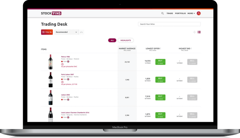 STOCKVINS Exchange – Real-time Fine Wine Trading