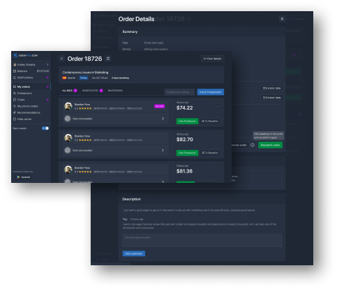 Development of customers modules for the freelance platform.