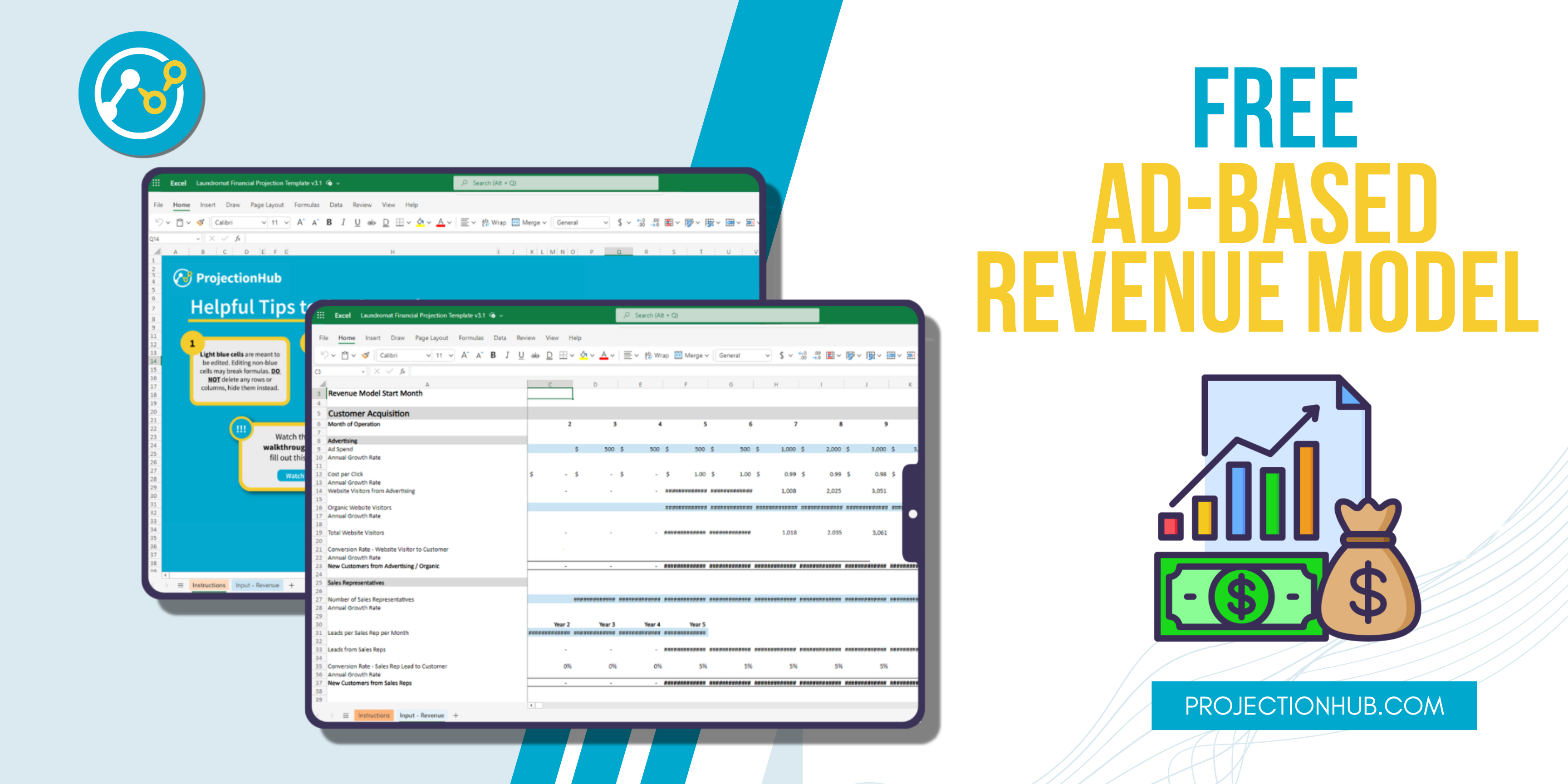 Free Ad-Based Revenue Model Template - ProjectionHub