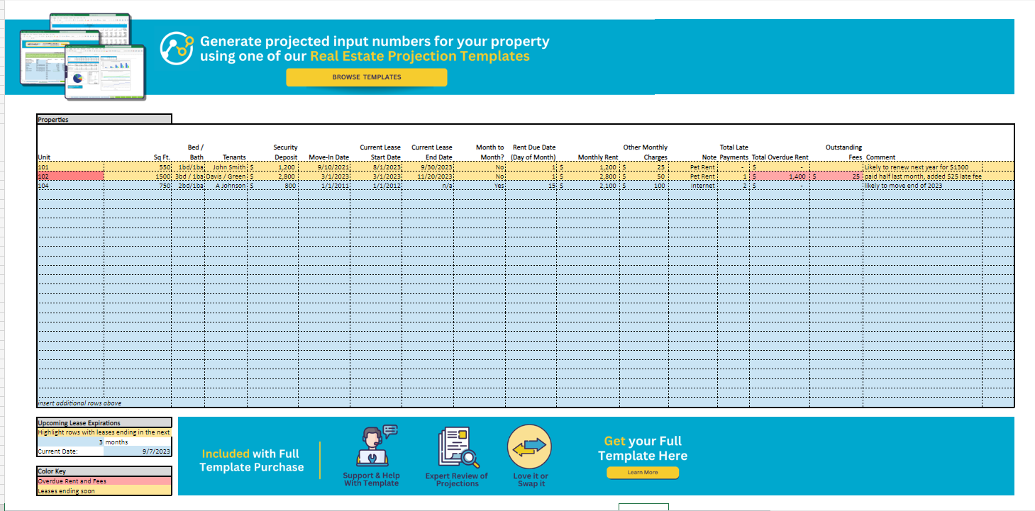 Rent Roll Template - ProjectionHub