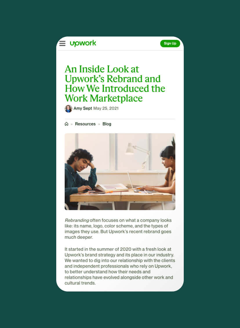 Upwork website design and development in Webflow