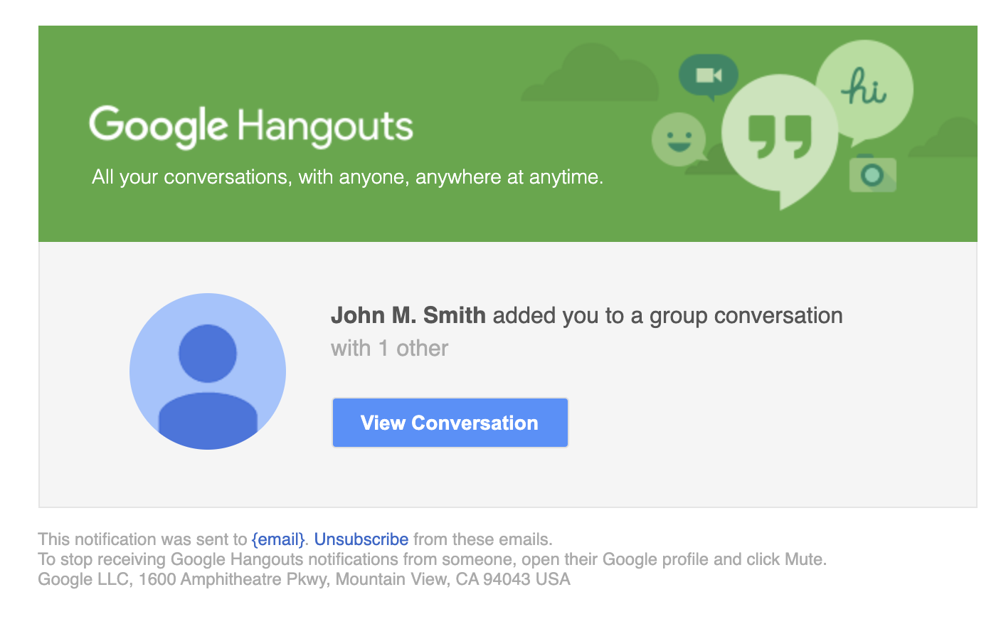 Google Hangouts Phishing Email Example | Hook Security